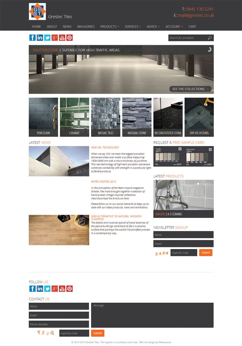 Tile web design from Webexpand : Tile Company E-Commerce Website Design